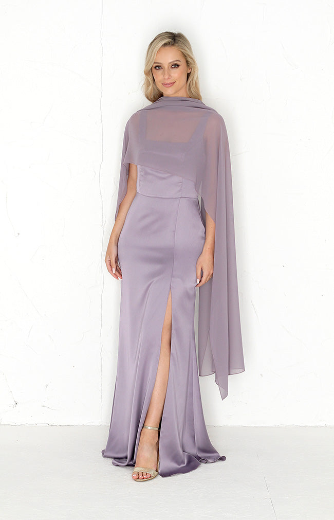 Edwina Satin Gown - Lavender