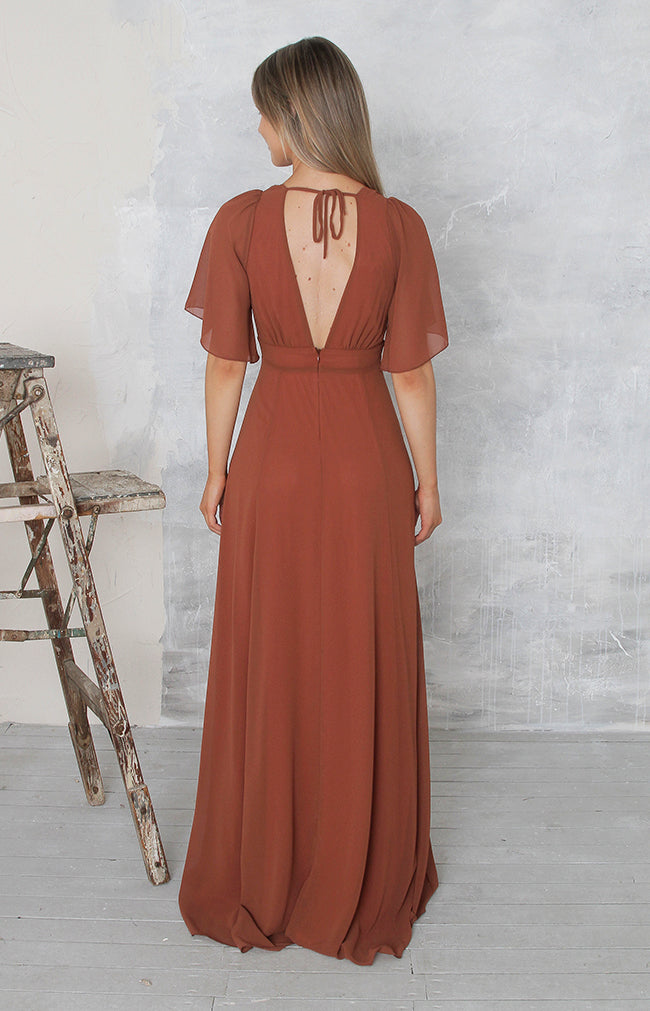 Rust Nyla Gown | Polyester Formal Dress by Folkster