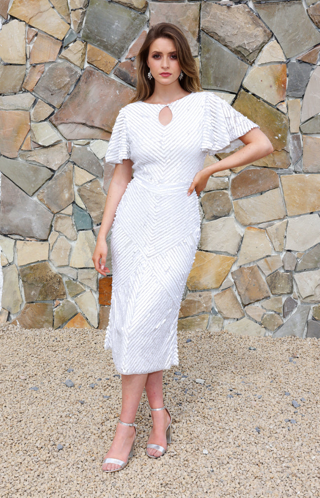 Robyn Ivory Mermaid Dress | Hand Beaded Dress by Folkster